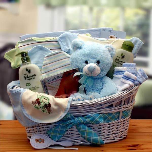 Deluxe Organic Baby Gift Basket - Blue|Corner Stork Baby Gifts – Corner ...